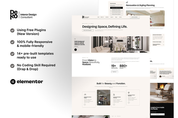 Download Deko – Interior Design Consultant Elementor Template Kit ...